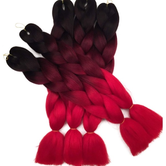 Accessories | 5 Packs Of Black Wine Red Ombr Braiding Hair New | Poshmark